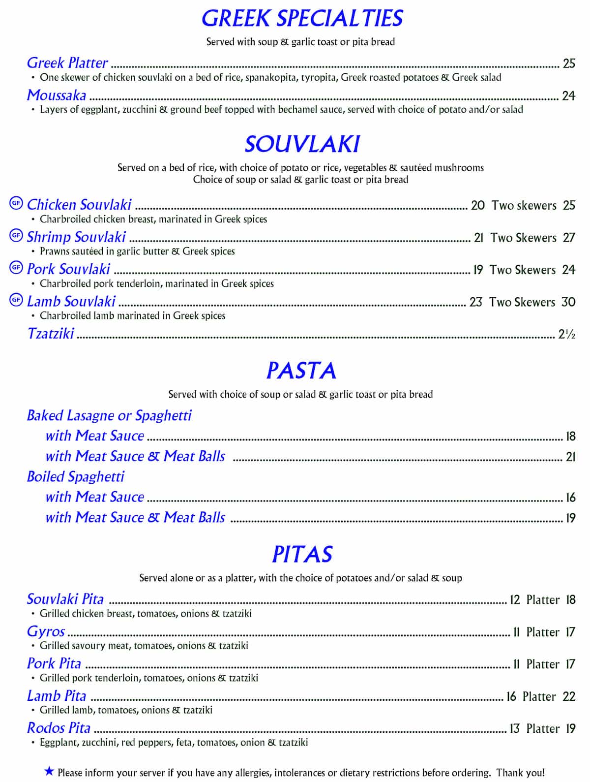 MENU | Taverna Rodos