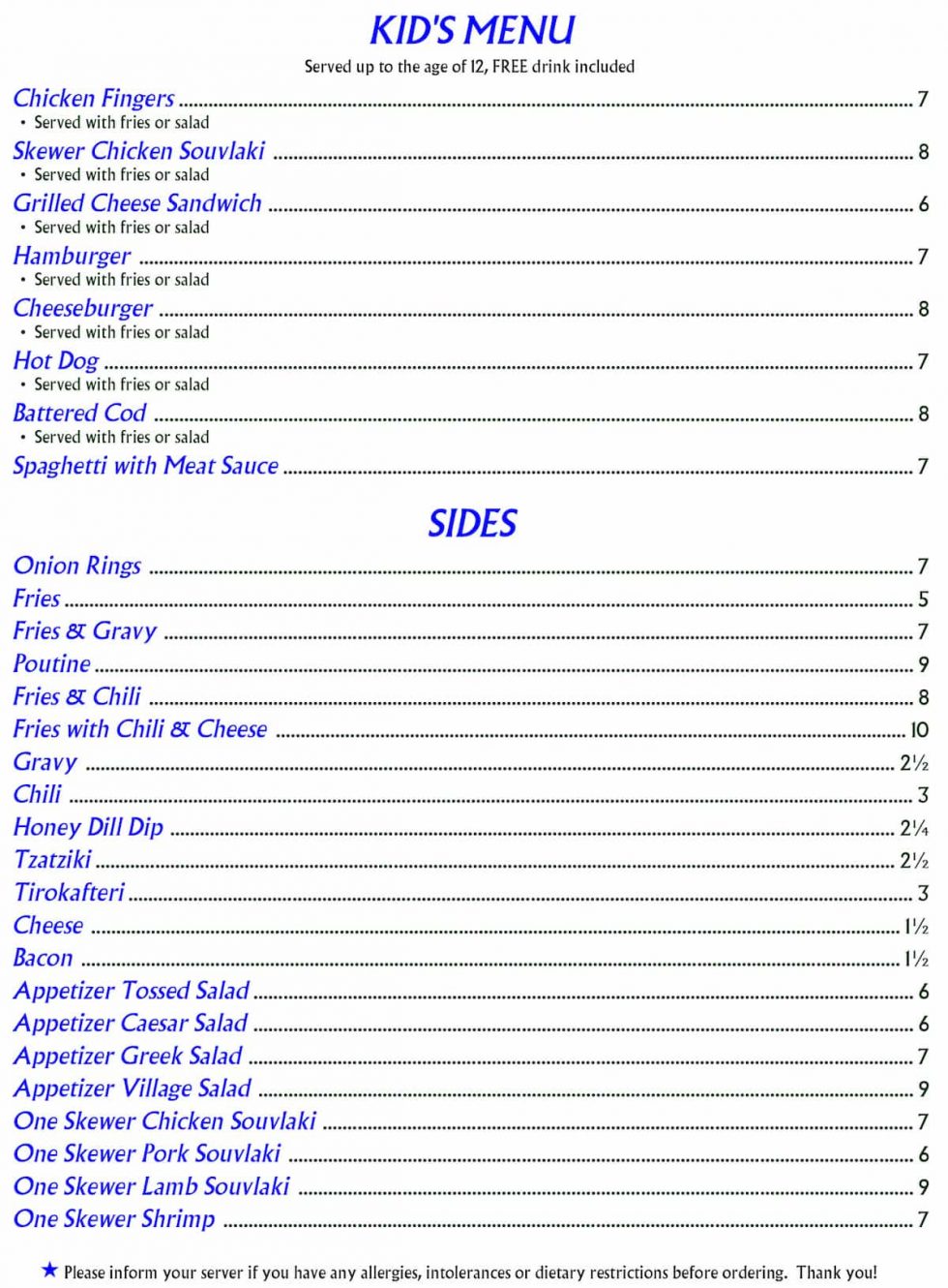 MENU | Taverna Rodos